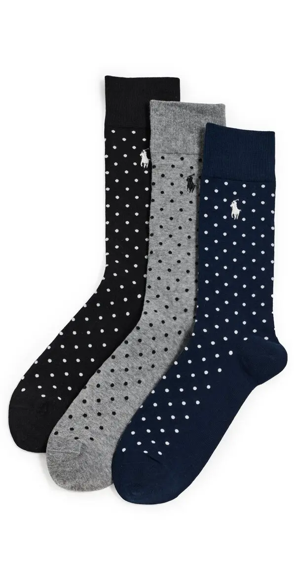 Polo Ralph Lauren Polka-dot Socks 3 Pack - Navy Multi