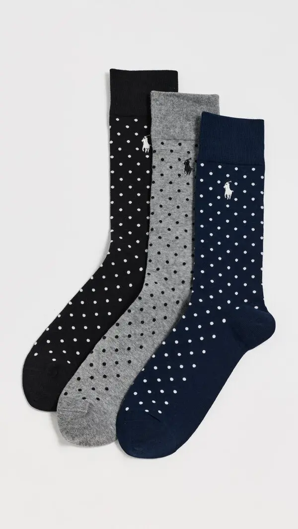 Polo Ralph Lauren Polka-dot Crew Socks 3 Pack - Navy Multi