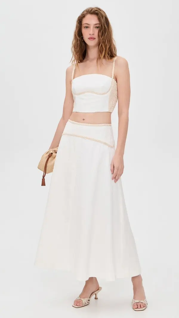SABINA MUSAYEV Tasha Top Distressed Twill Bustier With Lace-up Back
