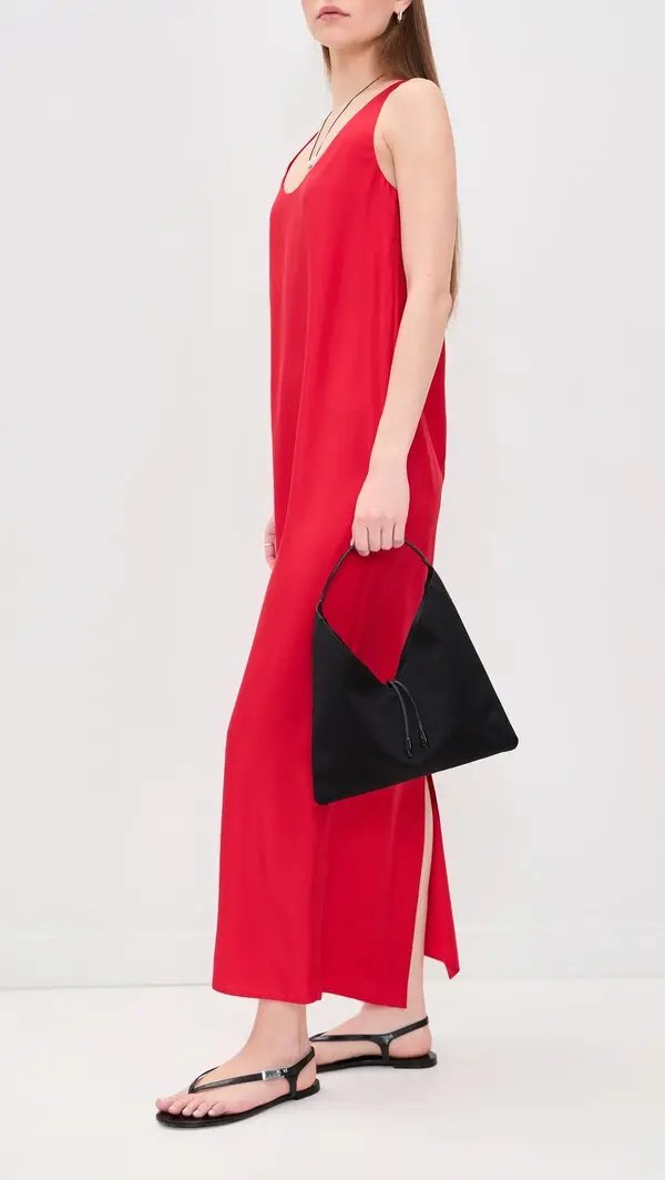 HUNTING SEASON The Medium Origami Satin Shoulder Bag - Black