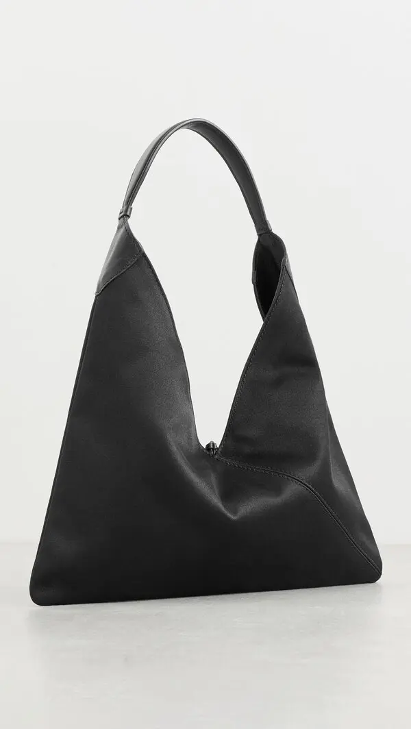 HUNTING SEASON The Medium Origami Satin Shoulder Bag - Black