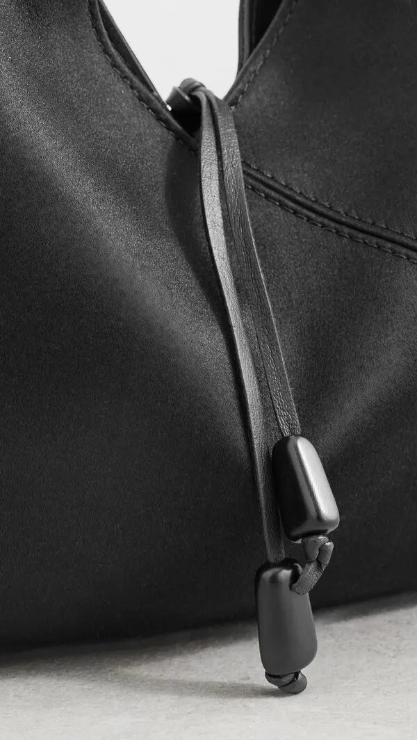 HUNTING SEASON The Medium Origami Satin Shoulder Bag - Black