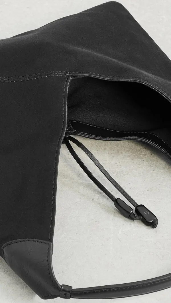 HUNTING SEASON The Medium Origami Satin Shoulder Bag - Black