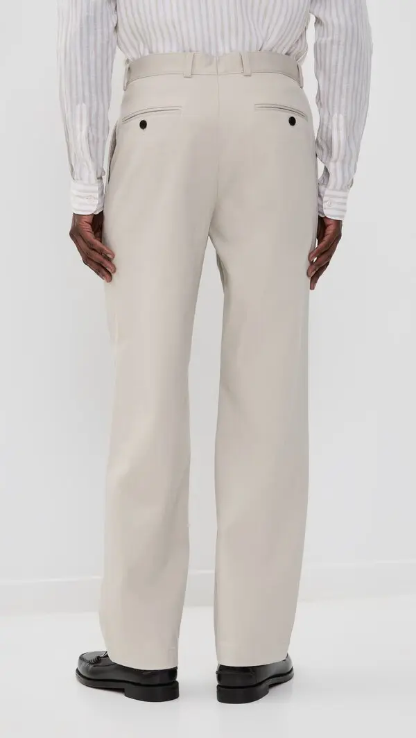 Theory Relaxed Pleat Cotton Pants - Silver Cloud