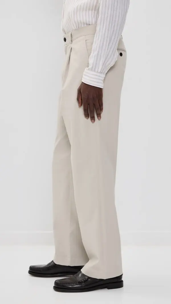 Theory Relaxed Pleat Cotton Pants - Silver Cloud