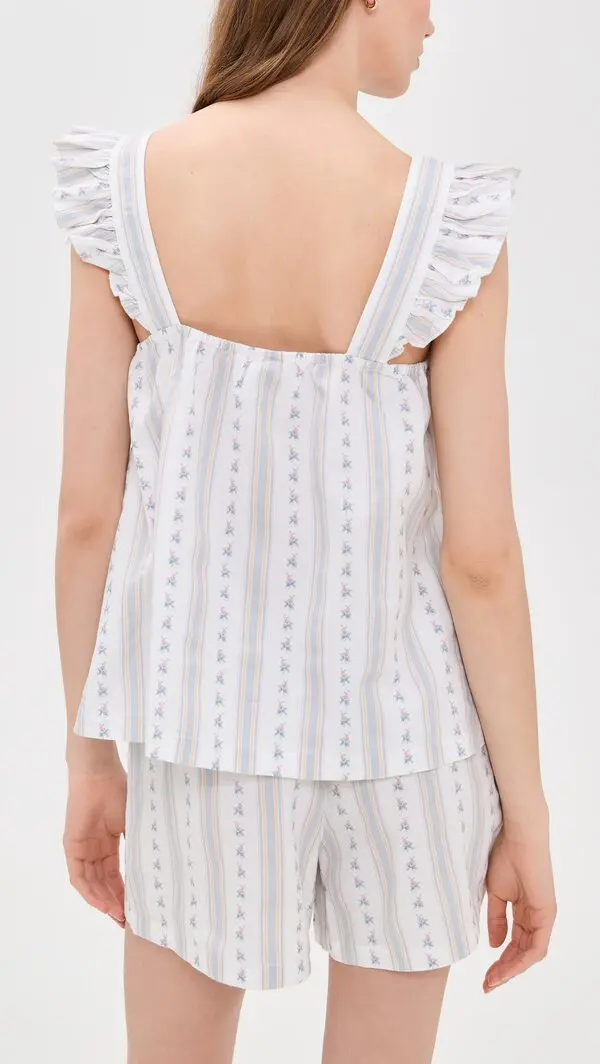 PETITE PLUME Woven Twill Clara Shorts Set In Cottage Stripe