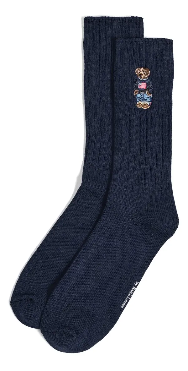 Polo Ralph Lauren Polo Bear Ribbed Crew Socks - Navy