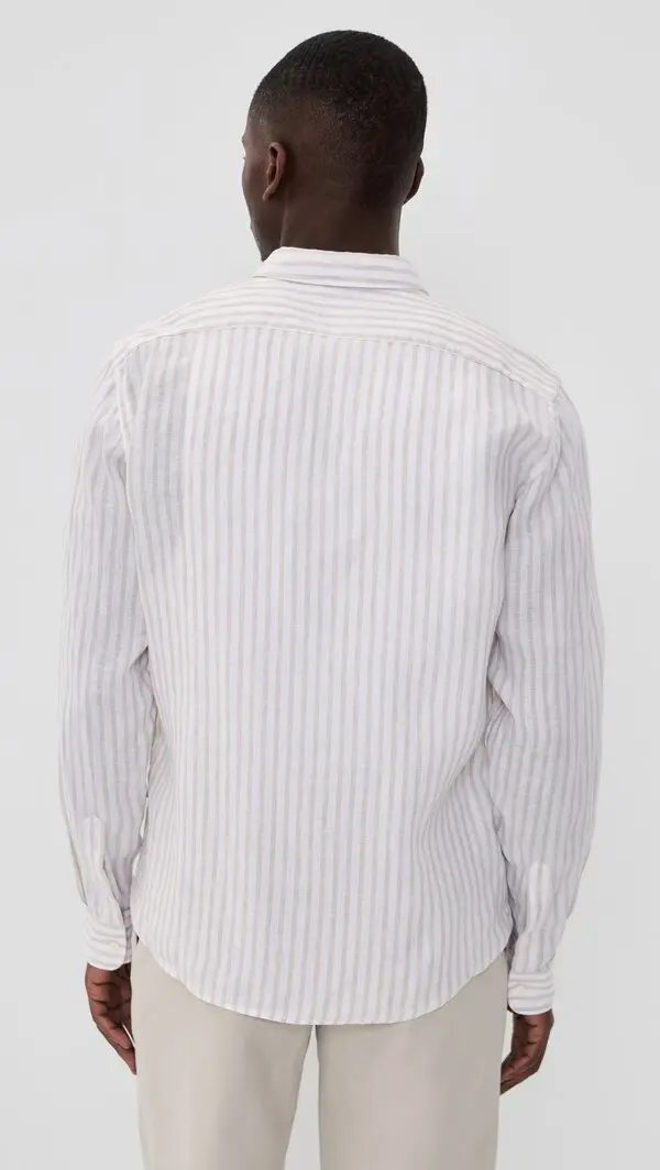 BOSS Long Sleeve Linen Collared Shirt
