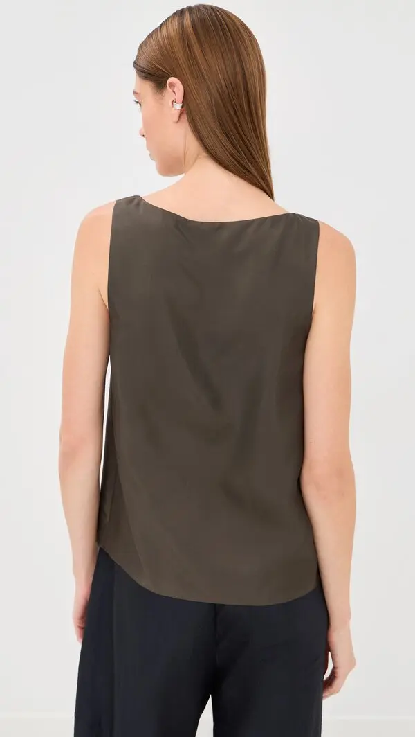 RÓHE Silk Scoop Neck Top - Earth