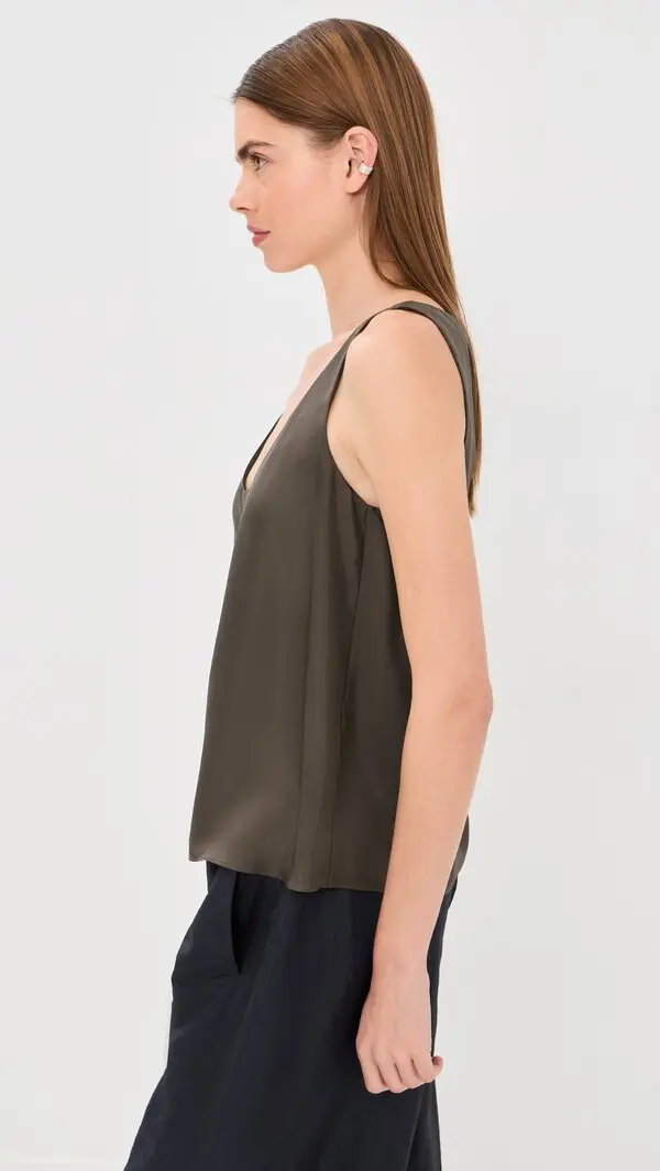 RÓHE Silk Scoop Neck Top - Earth