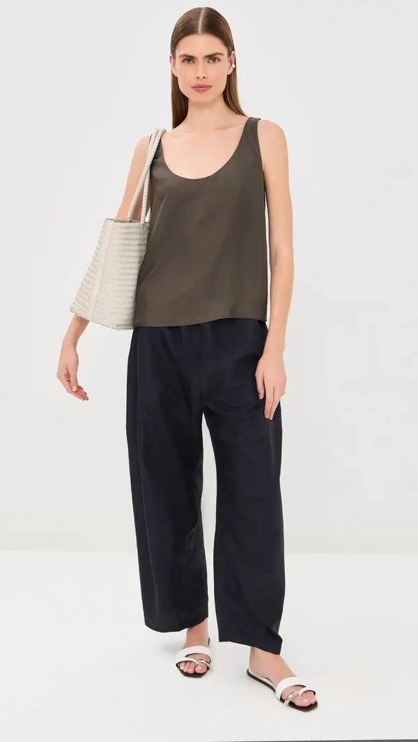 RÓHE Silk Scoop Neck Top - Earth