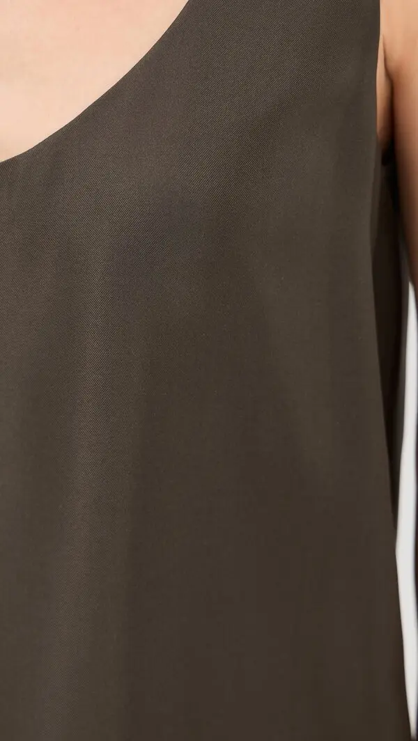 RÓHE Silk Scoop Neck Top - Earth