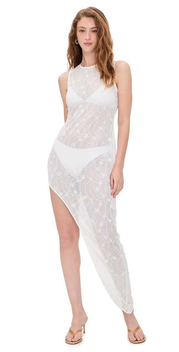 Minkpink Sundara Asymmetrical Hem Lace Dress - White