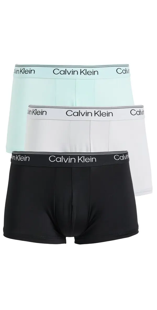Calvin Klein Micro Stretch 3-pack Low Rise Trunks - Black/light Cast/feel The Mint