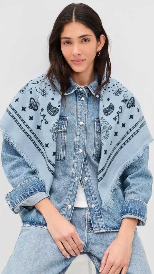 Freya Cosmic Rodeo Cashmere Scarf - Soft Blue/black