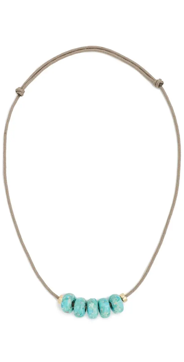 Zoe Chicco 14k Arizona Turquoise Slider Necklace - 14k Yellow Gold