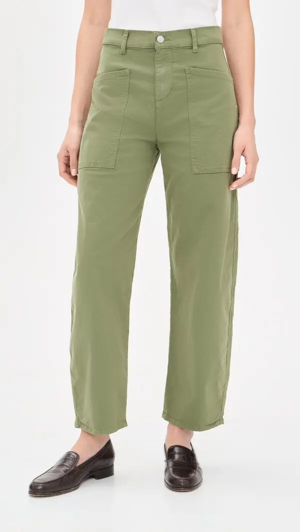 Frank & Eileen Twill Barrel Trousers - Olive