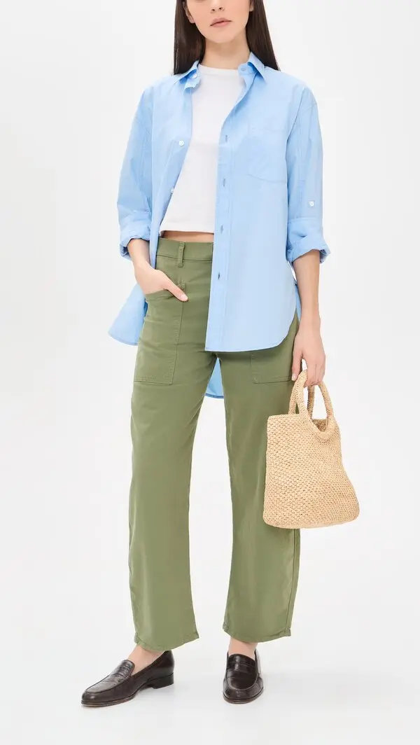 Frank & Eileen Twill Barrel Trousers - Olive