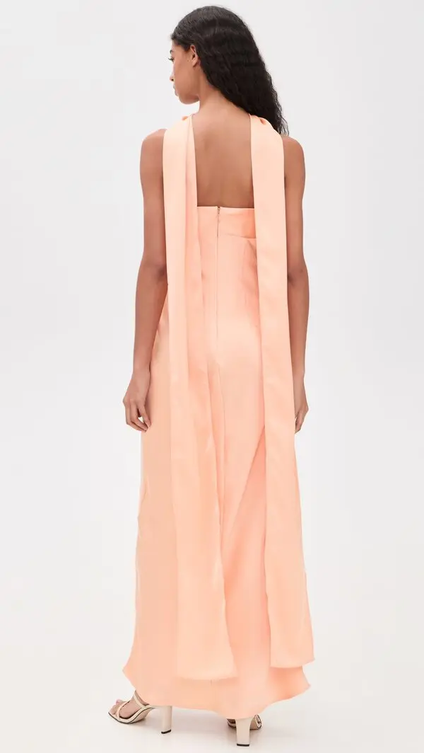 RUNAWAY THE LABEL Strapless Maxi Dress With Scarf - Peach