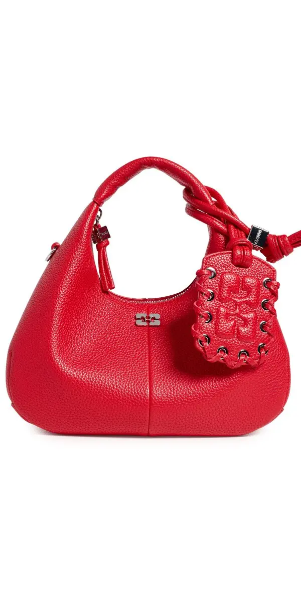 GANNI Mini Grained Hobo Bag - Goji Berry