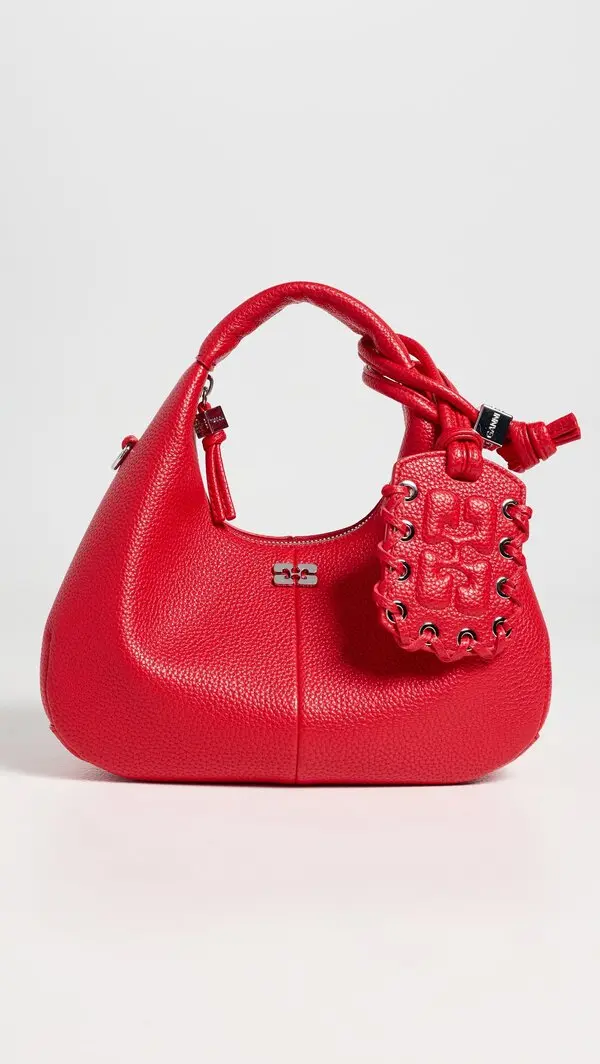 GANNI Mini Grained Hobo Bag - Goji Berry