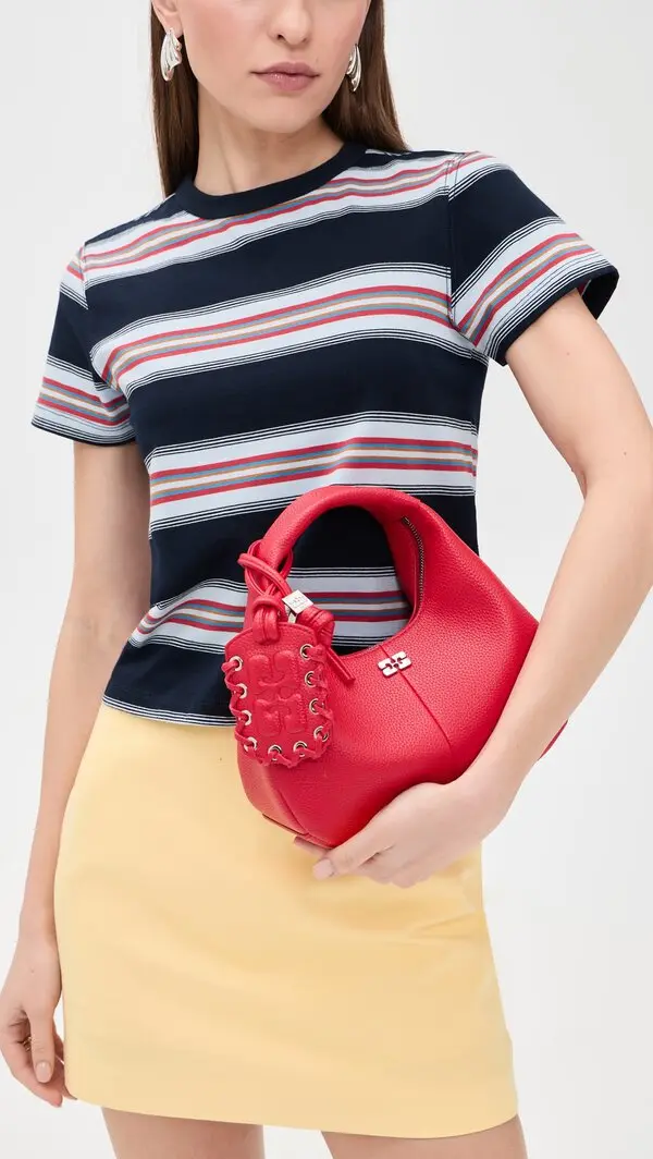 GANNI Mini Grained Hobo Bag - Goji Berry