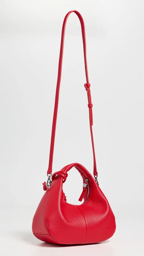 GANNI Mini Grained Hobo Bag - Goji Berry