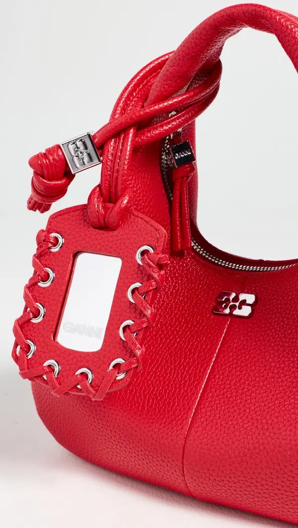GANNI Mini Grained Hobo Bag - Goji Berry