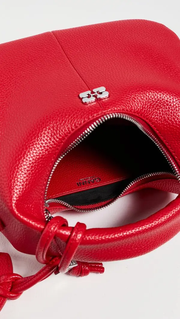 GANNI Mini Grained Hobo Bag - Goji Berry