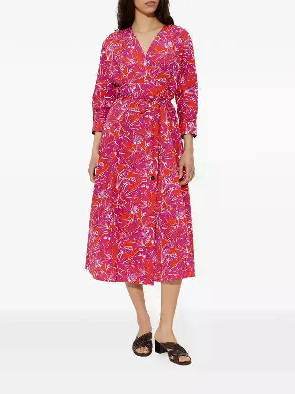 Max Mara Carmo V-neck Midi Dress - Orange