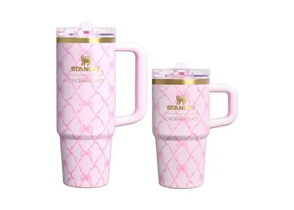 STANLEY 1913 X Loveshackfancy Holiday The Quencher Details Protour 30oz Tumbler Set - Baby Bow Pink Peppermint