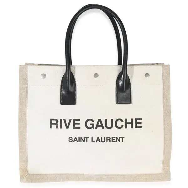 Saint Laurent Linen Rive Gauche Tote - Beige