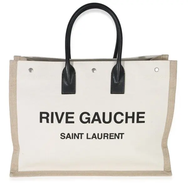 Saint Laurent Linen Rive Gauche Tote - Beige