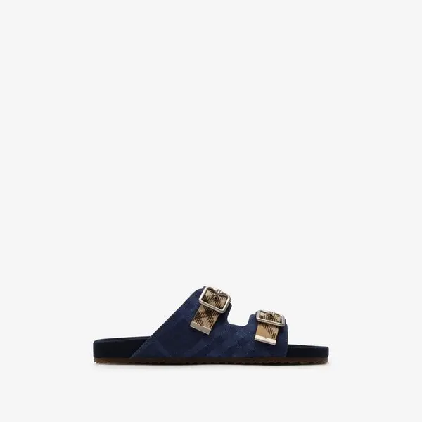 Burberry Check Denim Urchin Sandals - Navy