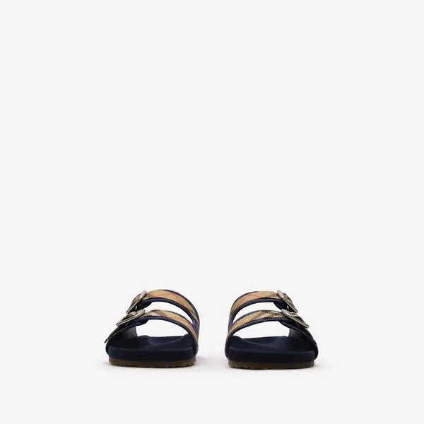 Burberry Check Denim Urchin Sandals - Navy
