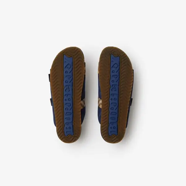 Burberry Check Denim Urchin Sandals - Navy