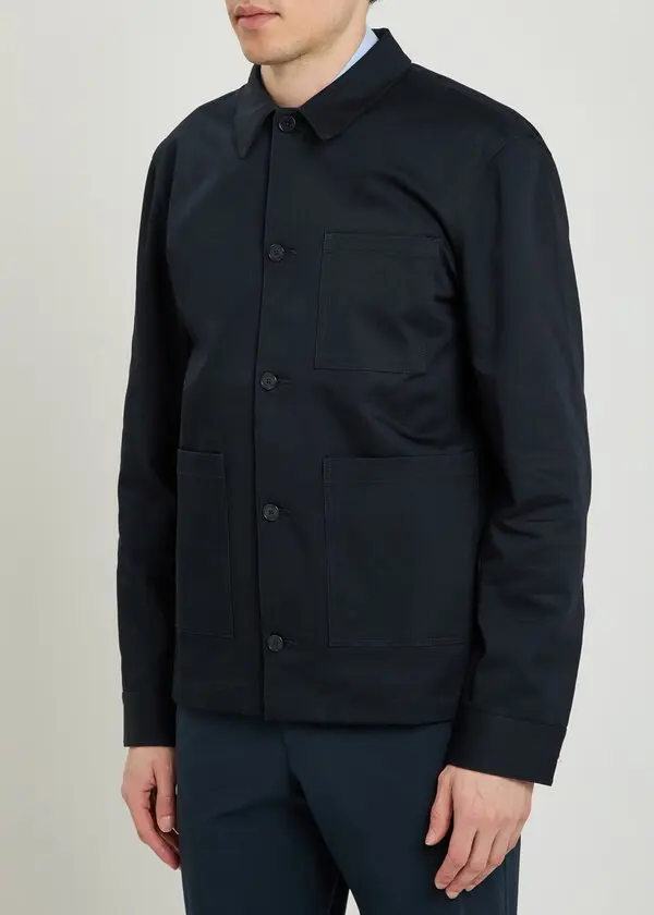 LESTRANGE Coach Patch Pocket Stretch-cotton Overshirt - Navy