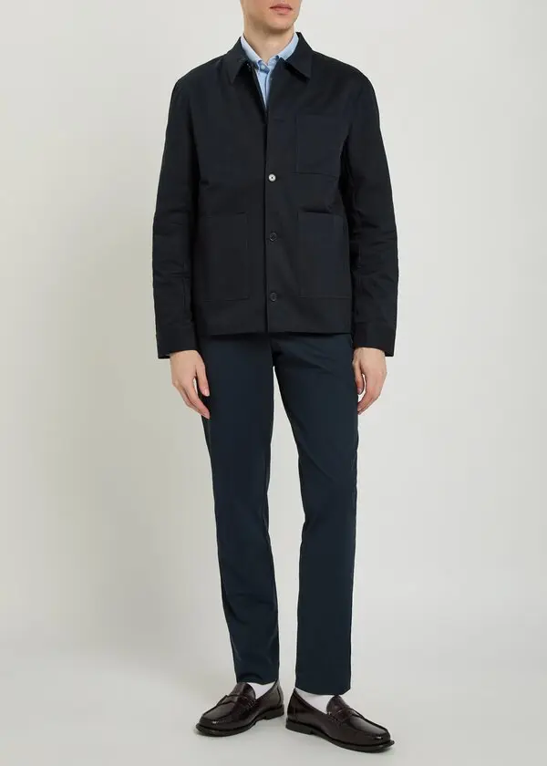 LESTRANGE Coach Patch Pocket Stretch-cotton Overshirt - Navy