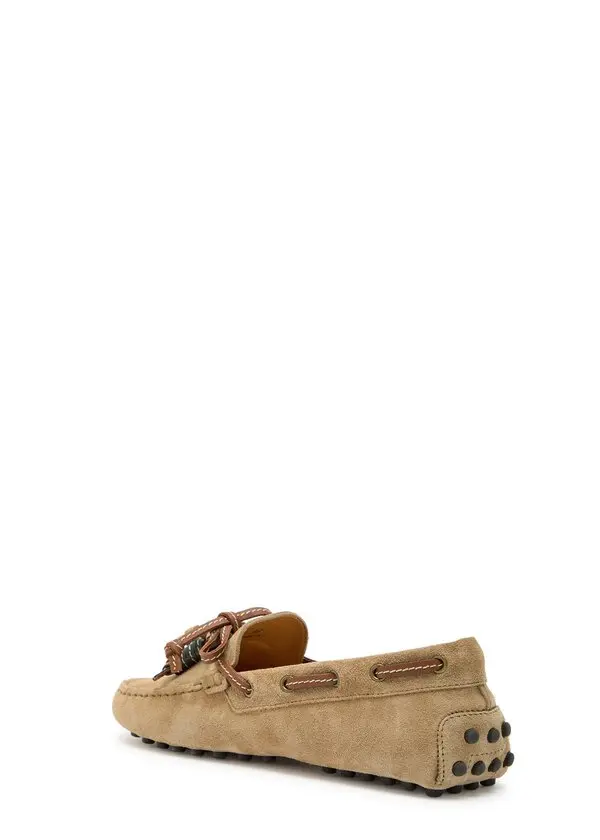 TOD'S Gommino Suede Loafers With Bow Detailing