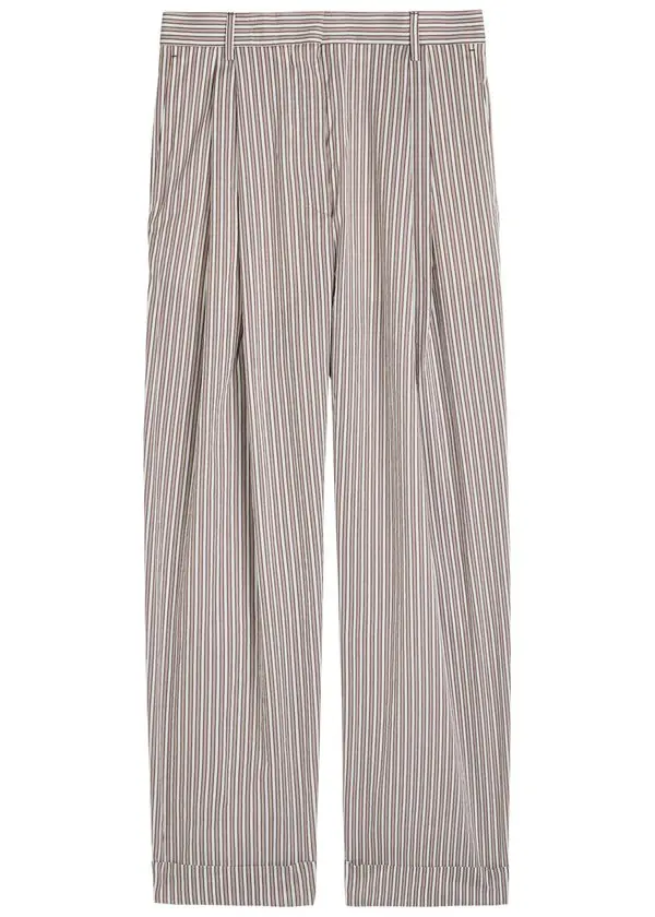 Dries Van Noten Partan Striped Cotton-blend Trousers - Brown