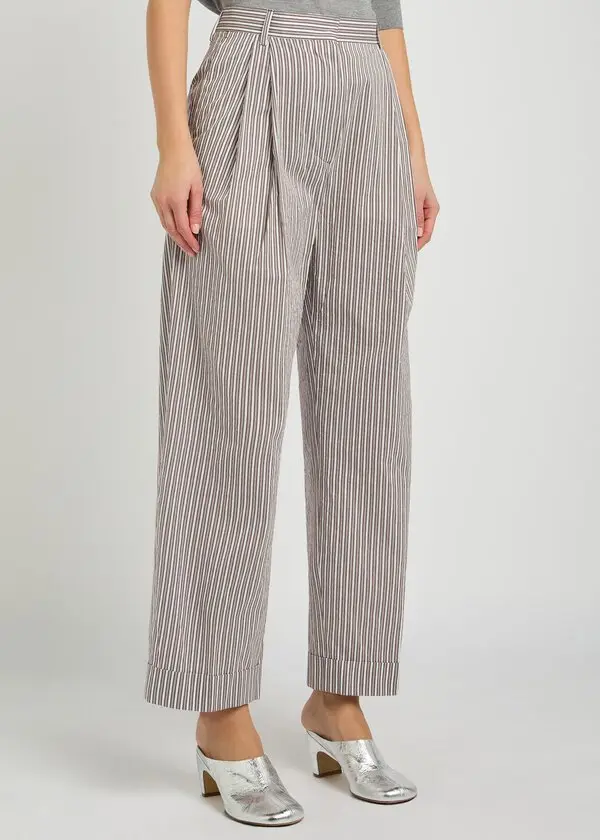 Dries Van Noten Partan Striped Cotton-blend Trousers - Brown