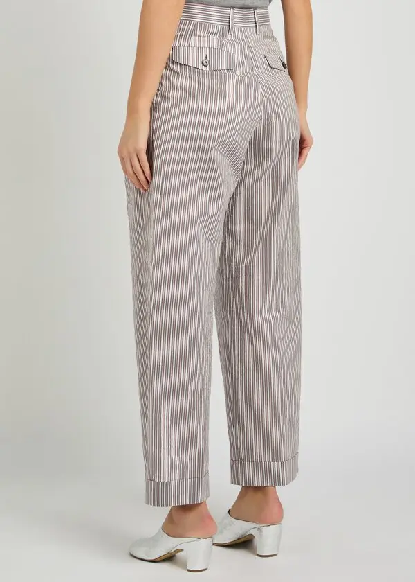Dries Van Noten Partan Striped Cotton-blend Trousers - Brown