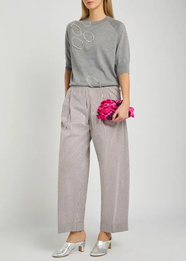 Dries Van Noten Partan Striped Cotton-blend Trousers - Brown