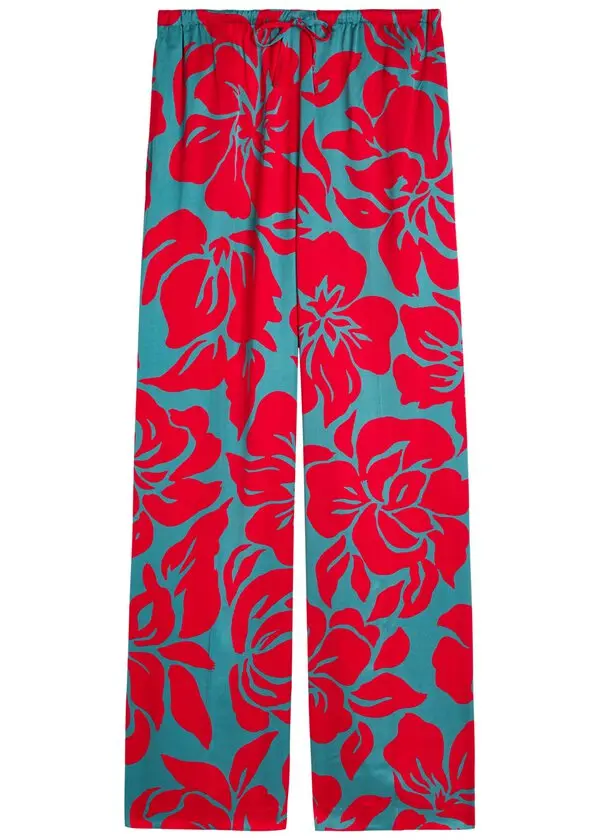 Dries Van Noten Patterned Satin Trousers - Green