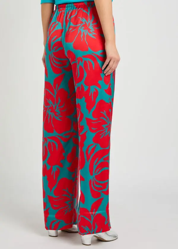 Dries Van Noten Patterned Satin Trousers - Green