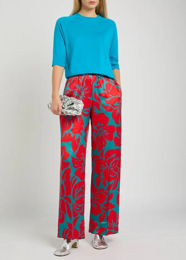 Dries Van Noten Patterned Satin Trousers - Green