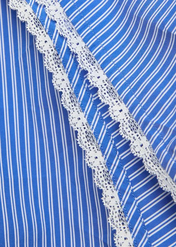 Good American Striped Lace-trimmed Cotton-blend Shorts