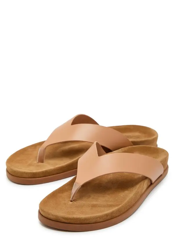 ANCIENT GREEK SANDALS Charys Footbed Leather Flip Flops - Natural
