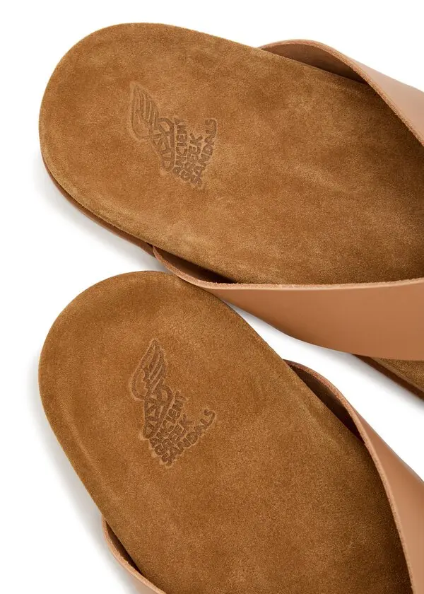 ANCIENT GREEK SANDALS Charys Footbed Leather Flip Flops - Natural