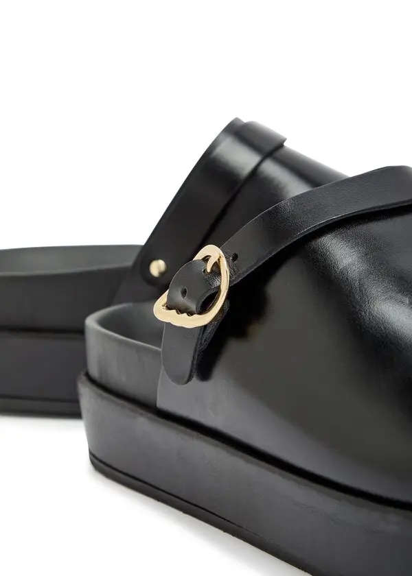 ANCIENT GREEK SANDALS Arachova Leather Flatform Sliders - Beige